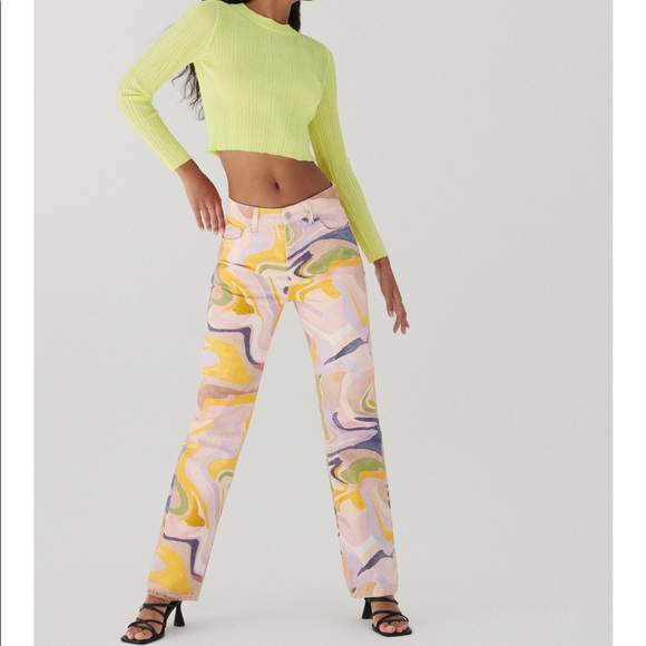 Zara | Jeans | Nwt Zara Abstract Printed Straight Leg Jeans 2 | Poshmark